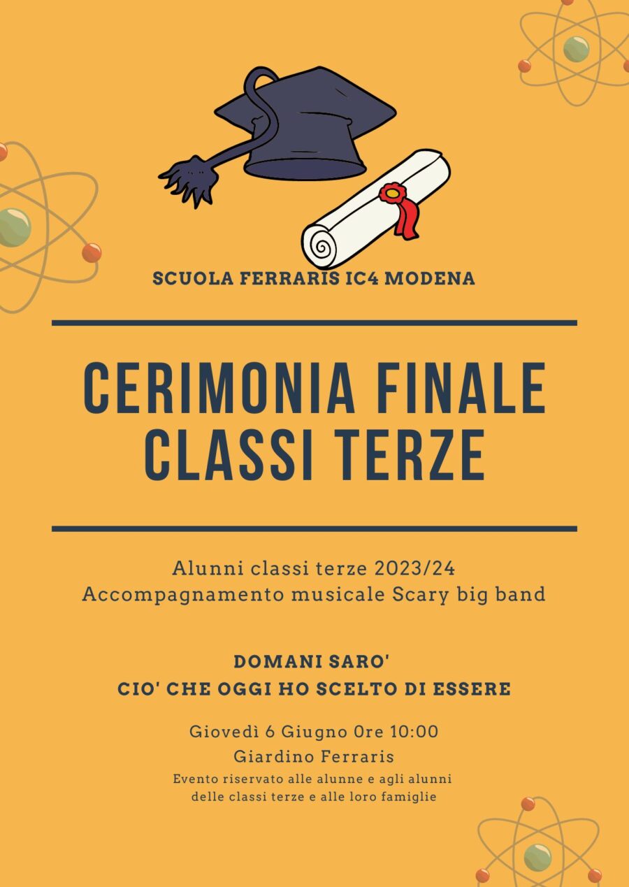 SCUOLA FERRARIS: 6 GIUGNO ORE 10 CERIMONIA FINALE CLASSI TERZE